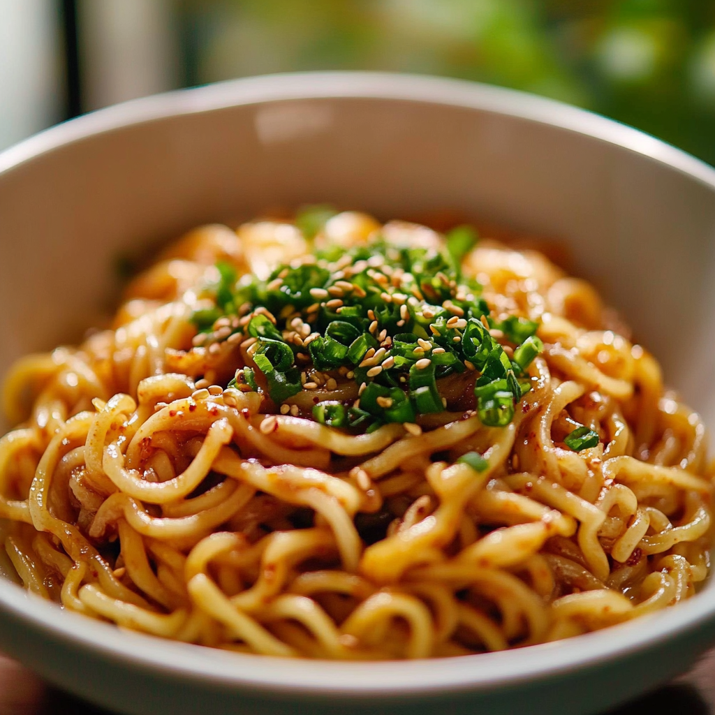 Korean Style Spicy Garlic Noodles