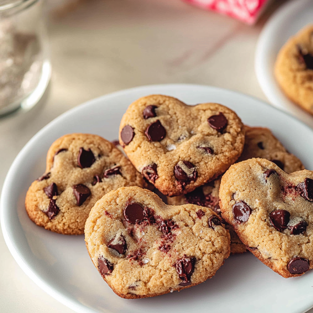 Heart-Shaped Chocolate Chip Cookies