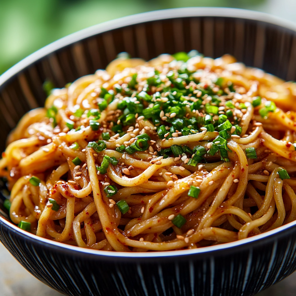 Korean Style Spicy Garlic Noodles