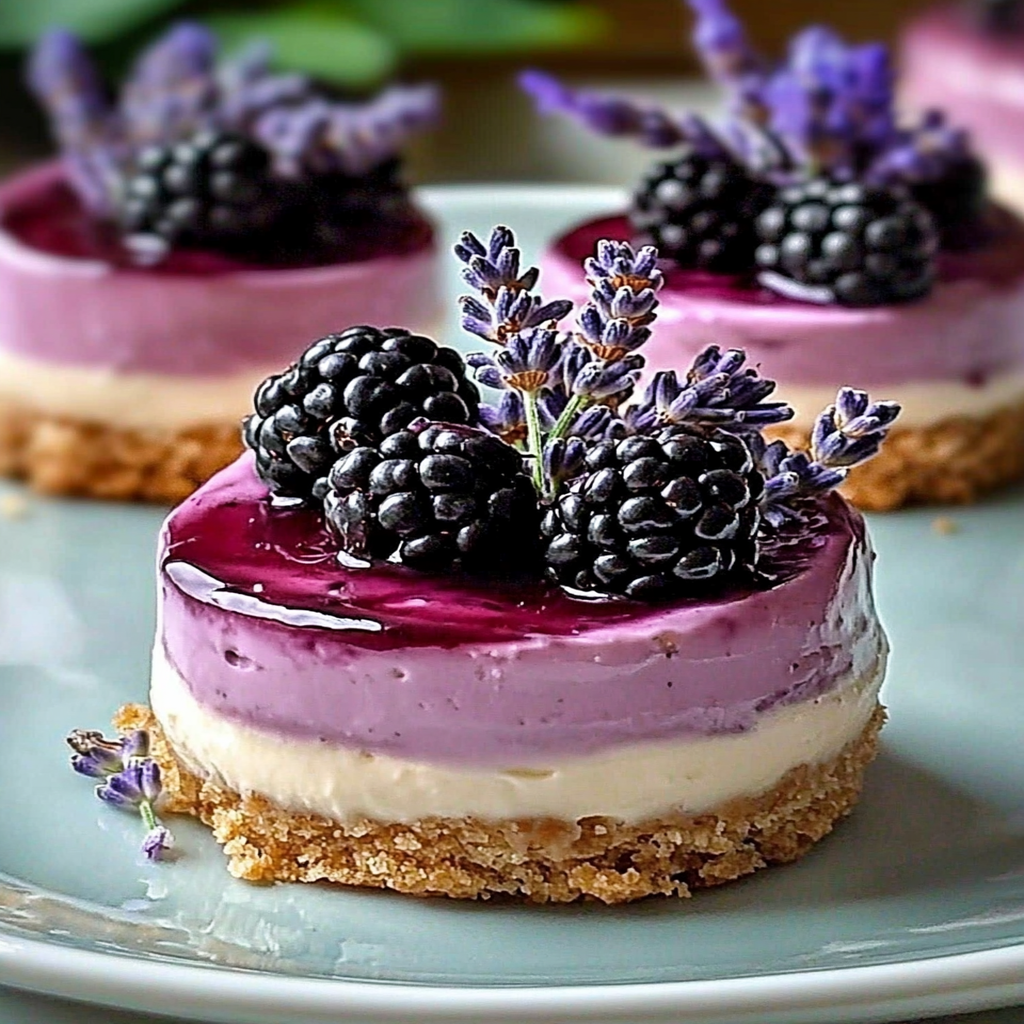 Mini Blackberry Lavender Cheesecakes