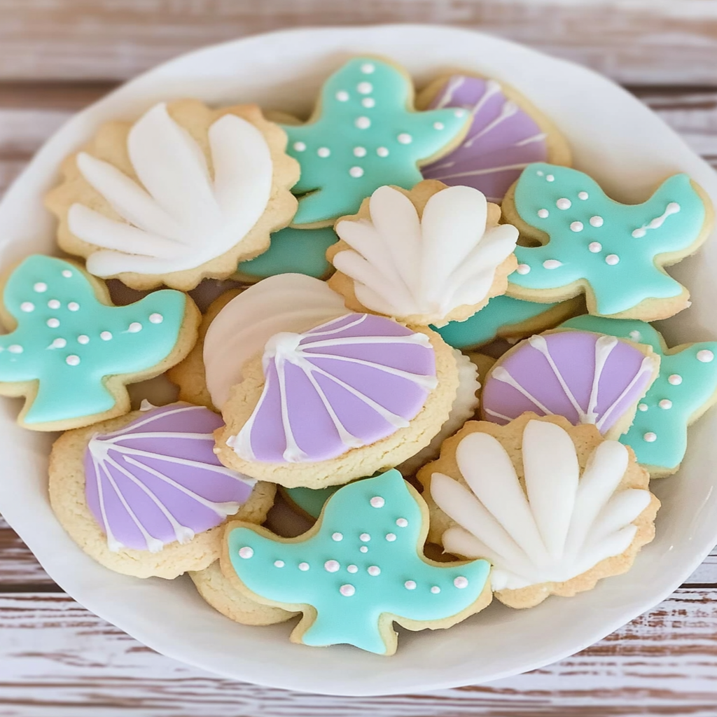 Mermaid Birthday Party Seashell Sugar Cookies