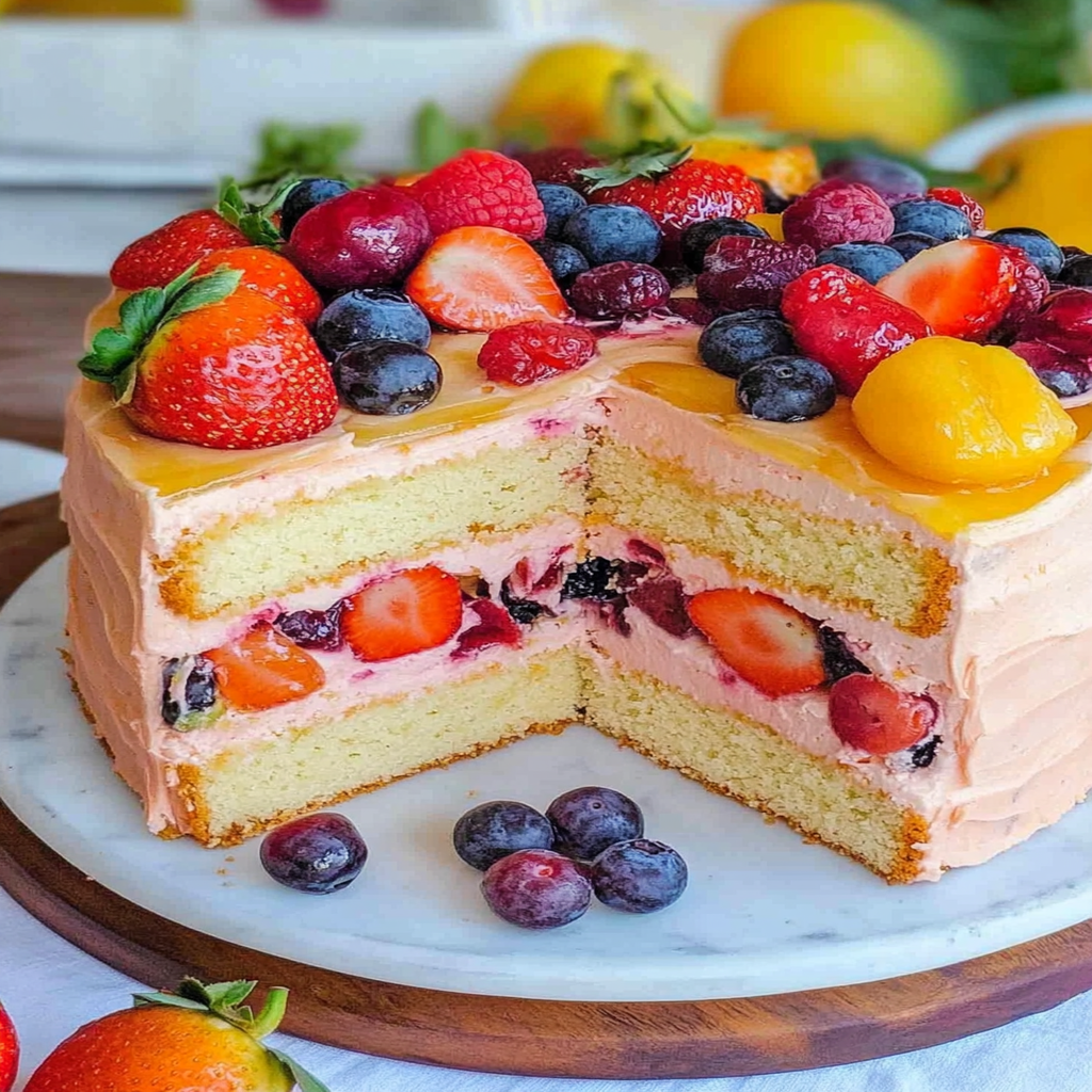 Mixed Fruit Sheet Summer Cake