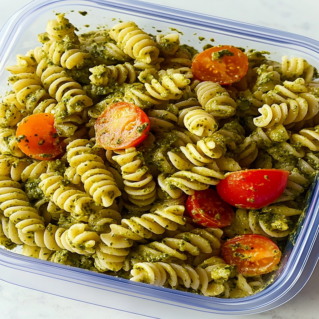 Pasta Salad with Pesto for Lunch Boxes