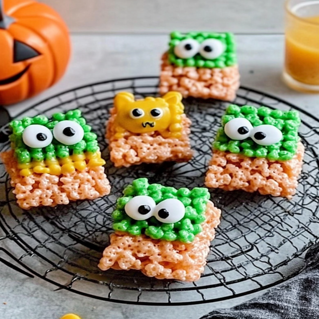Pastel Halloween Monster Rice Krispie Treats