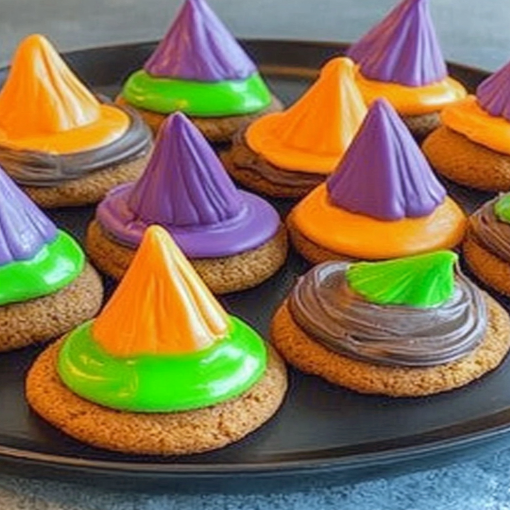 Pastel Halloween Witch Hat Cookies