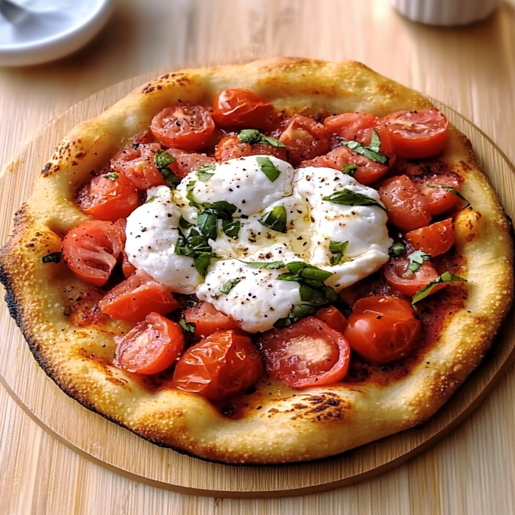 Marinated Tomato Burrata Pizza
