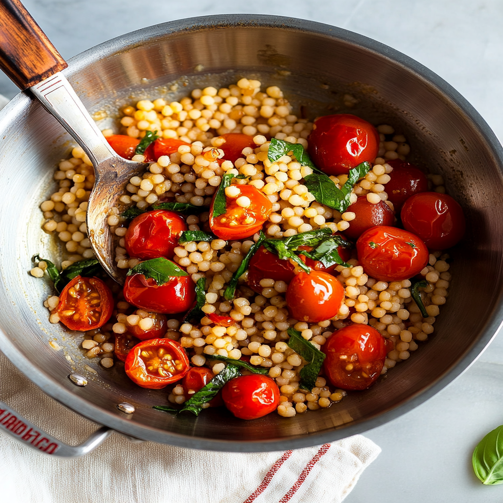 Pearl Couscous with Sautéed Cherry Tomatoes