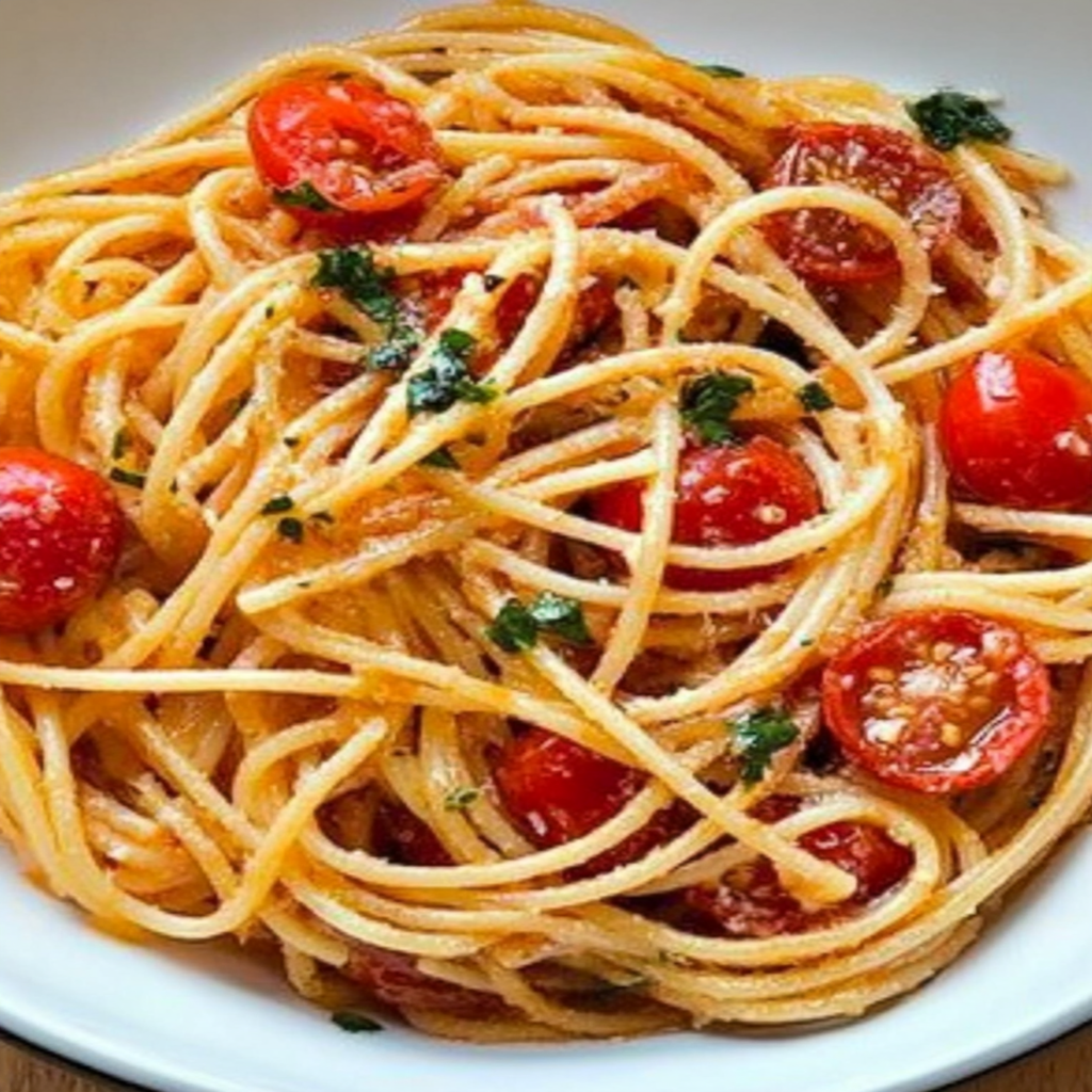Spaghetti with Burst Cherry Tomatoes and Olive Oil