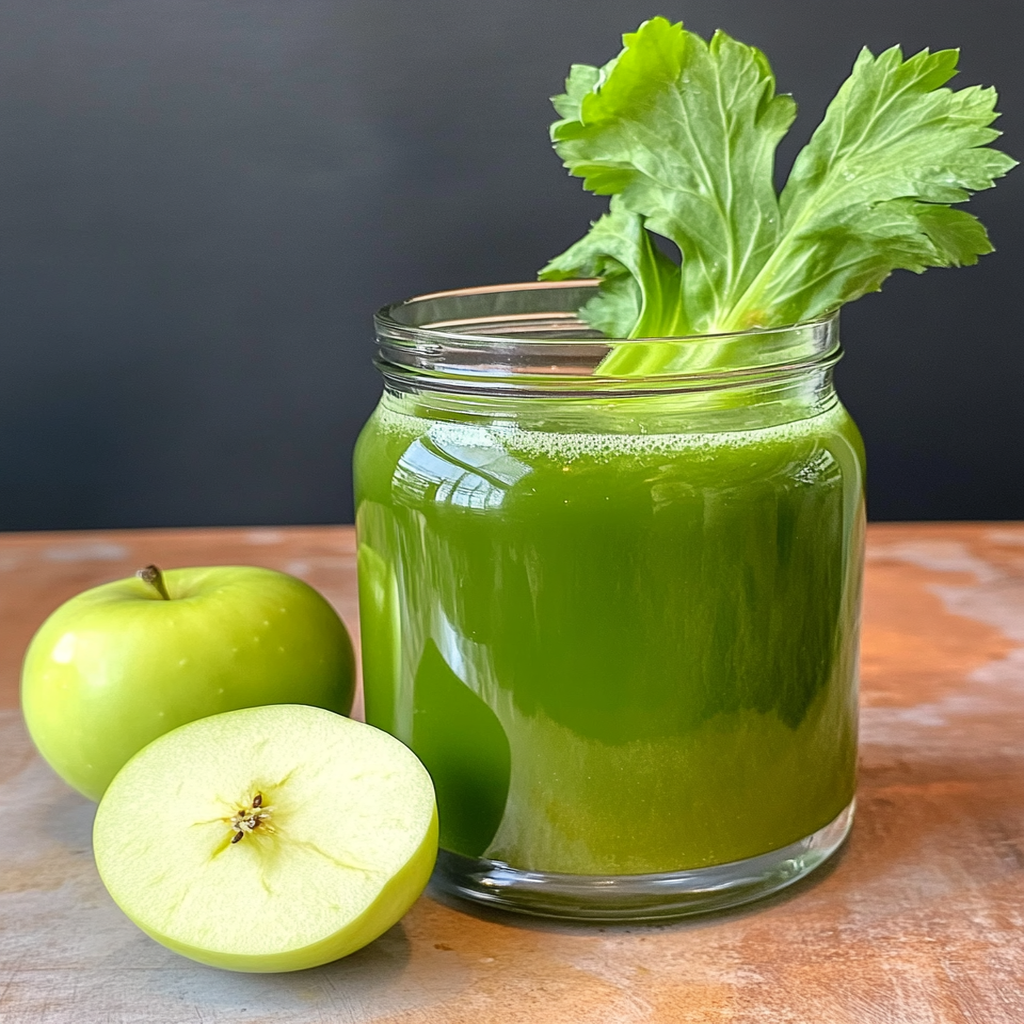 Refreshing Green Juice with Celery and Green Apple