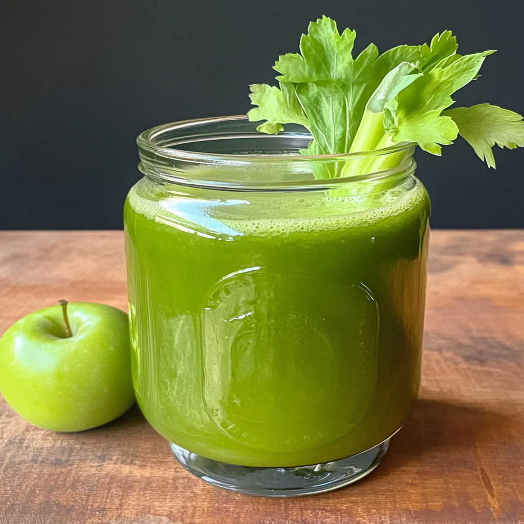 Refreshing Green Juice with Celery and Green Apple